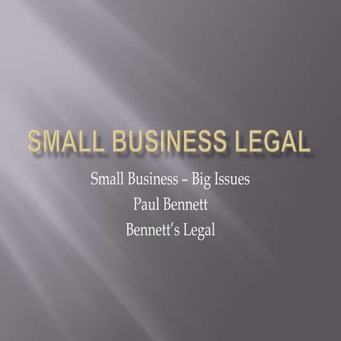 An Overview Of Legal Isues For Small Business | PPTX