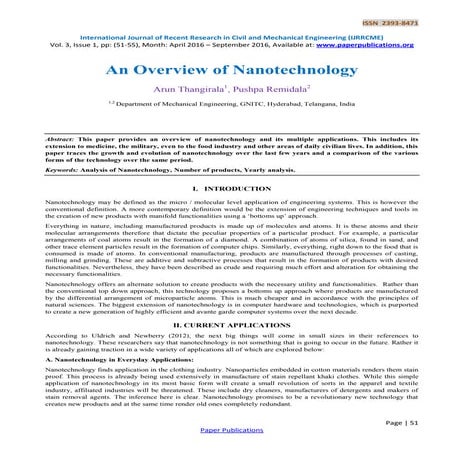 An Overview of Nanotechnology | PDF | Chemistry | Science