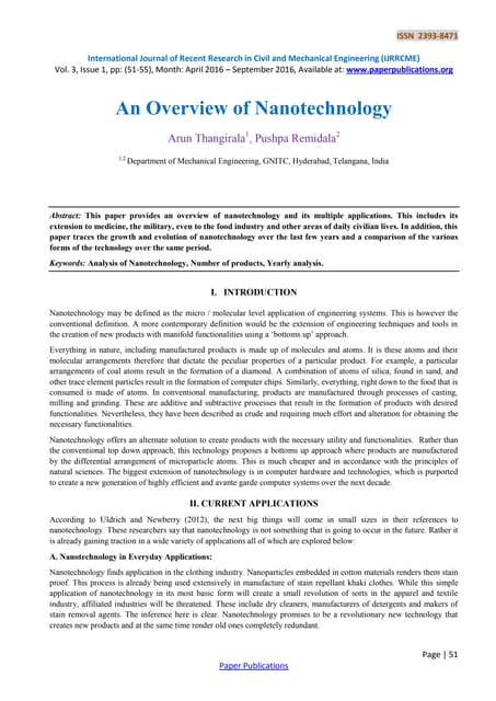 BRIEF REVIEW OF NANO TECHNOLOGY AND NANO SCIENCE | PDF | Physics | Science