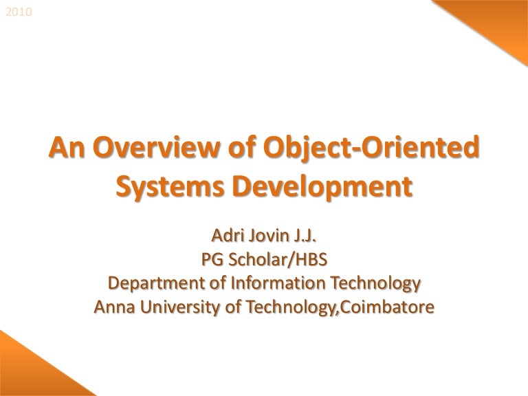 An Overview Of Object Oriented Systems Development 