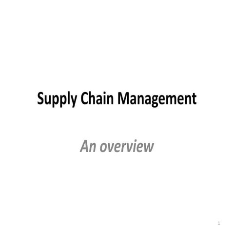 An dynamic overview of supply chain management | PPT