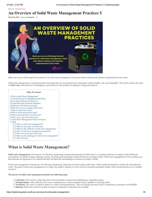 Report on solid waste management | DOCX | Environmental Services ...
