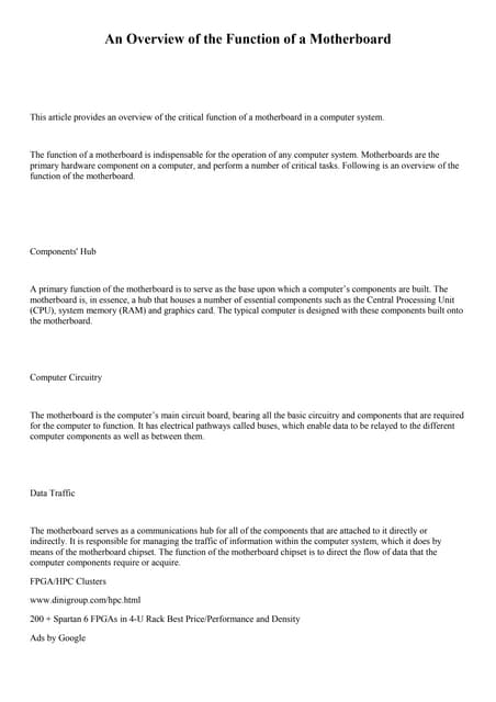 Computer Hardware Parts And Functions Pptx Computer Peripherals Computing