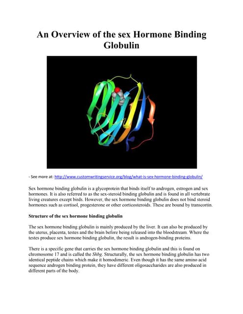 An Overview Of The Sex Hormone Binding Globulin Pdf