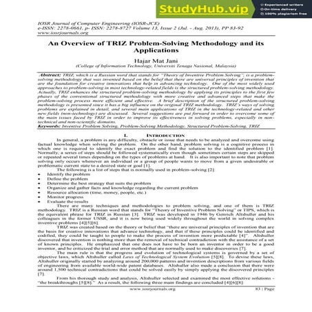 An Overview Of TRIZ Problem-Solving Methodology And Its Applications | PDF
