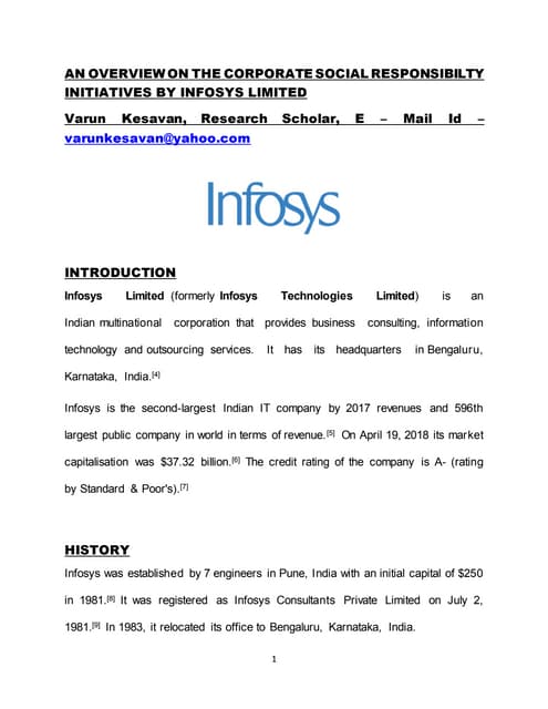 CSR of Infosys | PPT