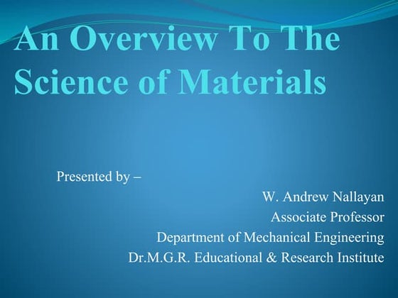 Material Science and Technology of Materials | PPT
