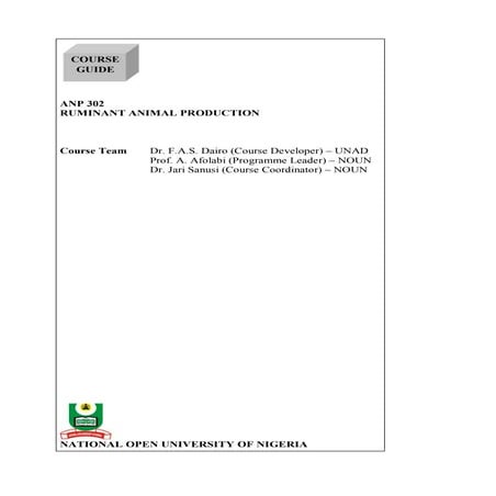 ANP-302: RUMINANT ANIMAL PRODUCTION.pdff