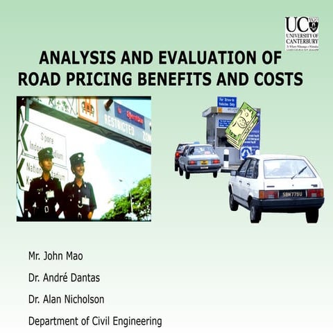Analysis and Evaluation of Road Pricing Benefits and Costs | PPT ...