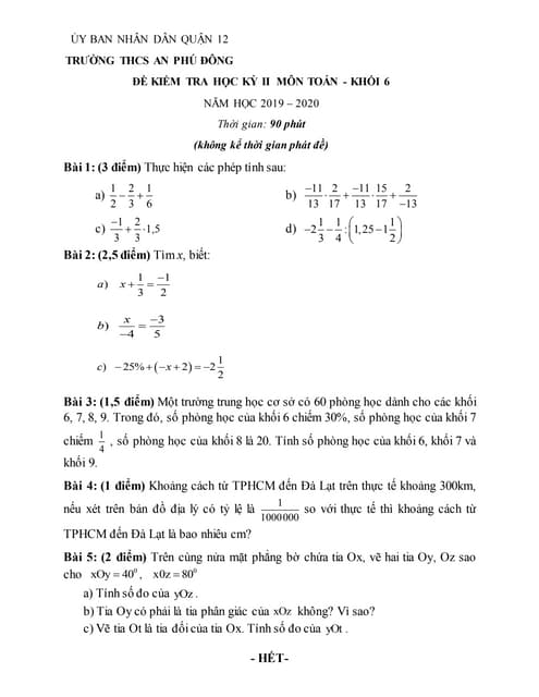 Đề Thi HK2 Toán 6 - THCS Trí Đức | PDF