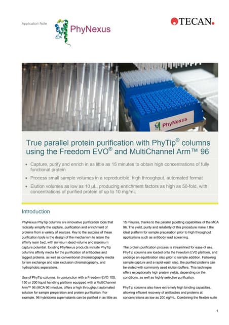 BAC BV resins in PhyTip columns for Protein Purification | PDF