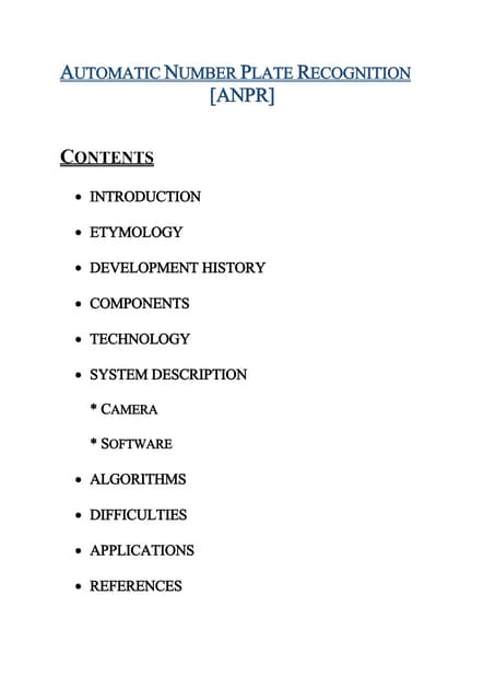 Automatic Number Plate Recognition (ANPR) | PPTX | Cameras and Camcorders | Consumer Electronics