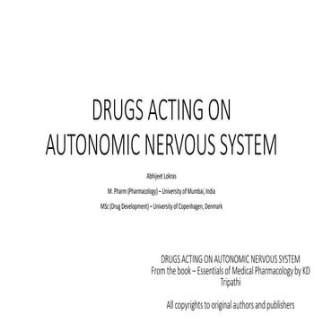 Drugs Acting on Autonomic Nervous System | PPTX