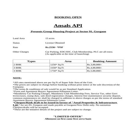 Ansal api 9818531133 9990114352 | DOC