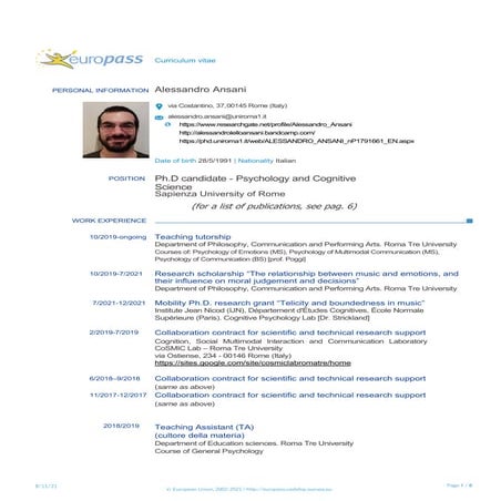 Ansani Alessandro CV (11-2021) | PDF