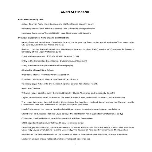 Anselm eldergill one page resume | PDF