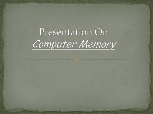Computer Memory | PPTX
