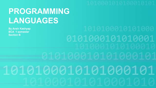 Programming Languages Ppt