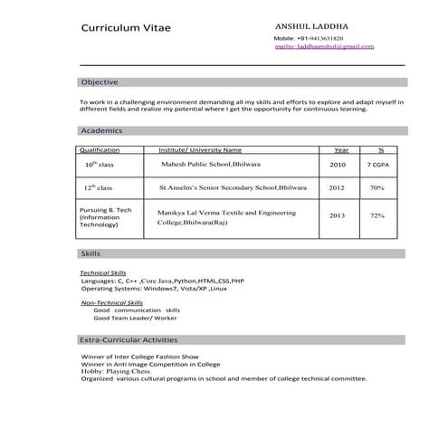Anshul laddha resume | PDF