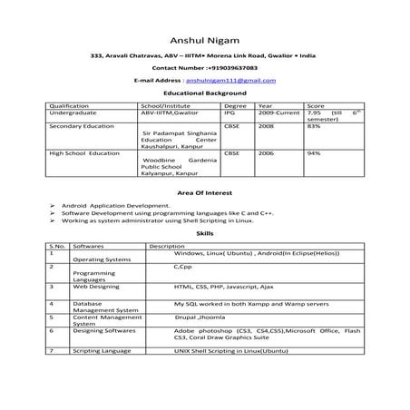 Anshul nigam | PDF | Operating Systems | Computer Software and Applications