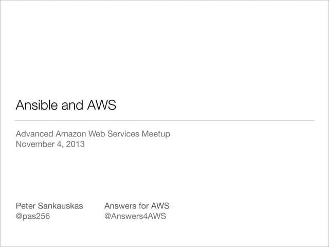 Ansible and AWS | PPT Ansible and AWS | PPT