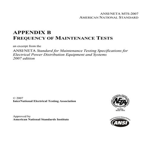 Ansi neta mts 2007 frequency of maintenance tests | PDF