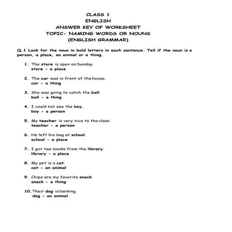 Naming Rules Worksheet 1 Answer Key