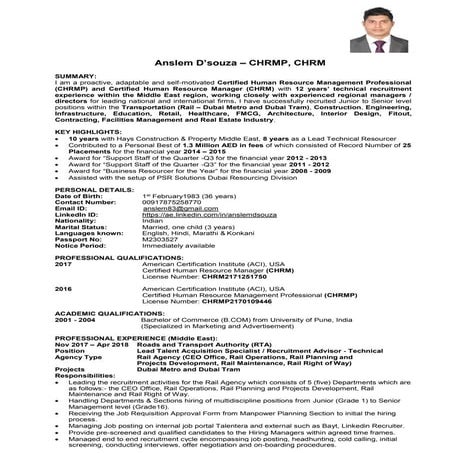 Anslem dsouza cv 2019 | PDF