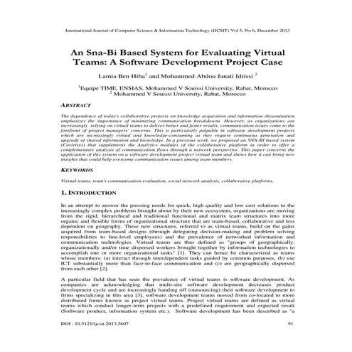 An Sna-Bi Based System for Evaluating Virtual Teams: A Software ...