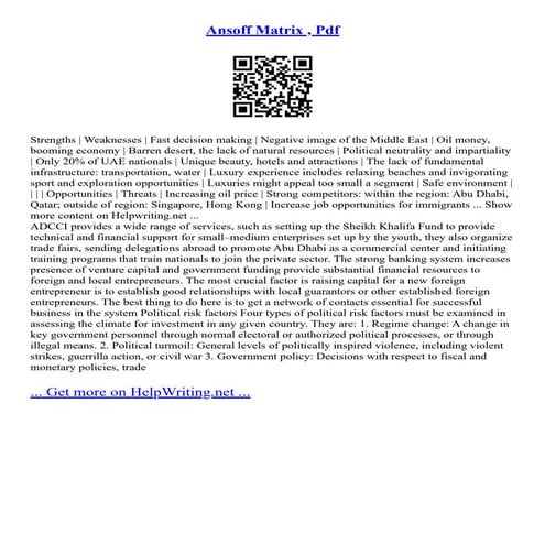 Ansoff Matrix , Pdf | PDF