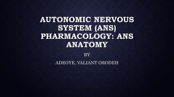 Ans pharmacology | PPTX