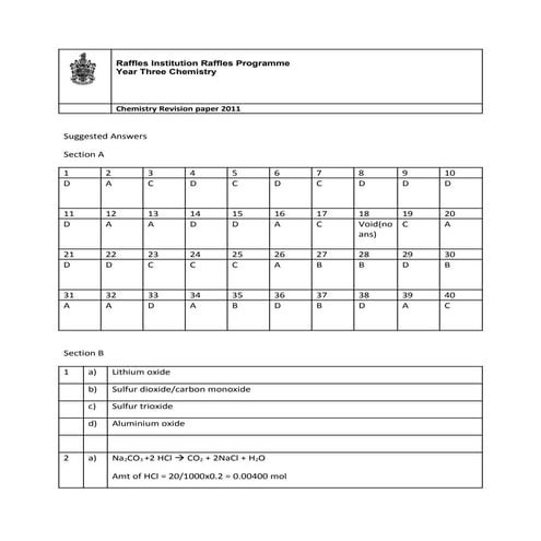Ans to chemistry revision paper y3 2011 | DOC