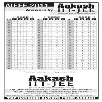 Answer solution with analysis aieee 2011 aakash | PDF