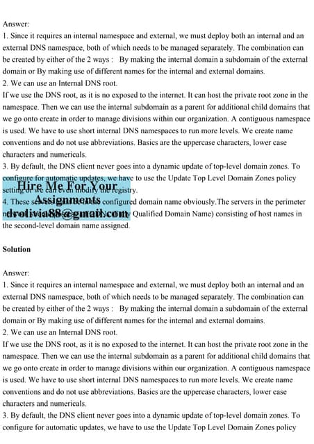 Answer1 Since It Requires An Internal Namespace And External We Pdf