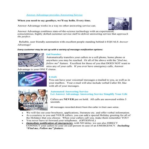 Answer advantage provides answering service | DOCX