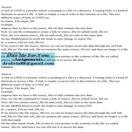 Answera Link In Unix Is A Pointer Which Is Pointing To A File Or Apdf
