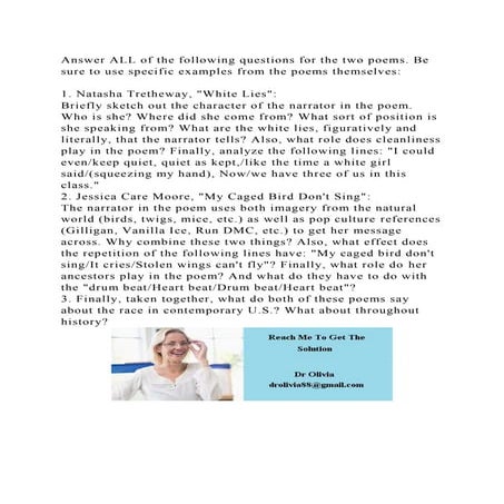 Answer ALL of the following questions for the two poems. Be sure to ...