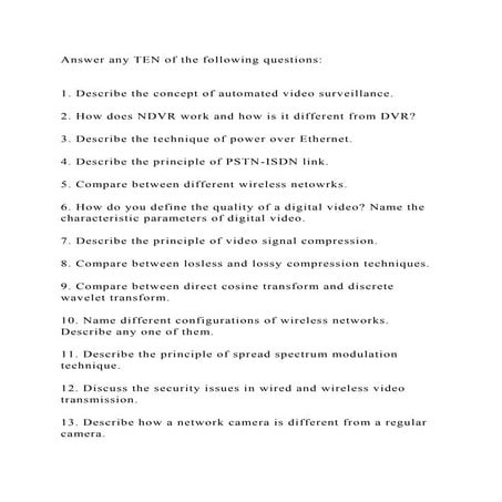 Answer any TEN of the following questions1. Describe the conc.docx ...