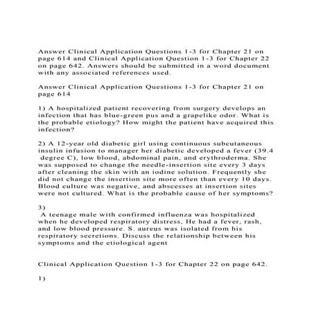 Answer Clinical Application Questions 1-3 for Chapter 21 on page | DOCX