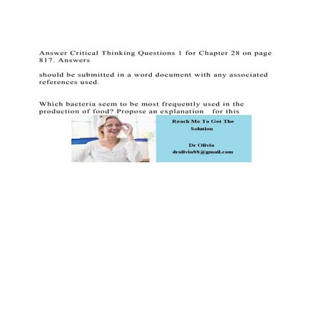 Answer Critical Thinking Questions 1 for Chapter 28 on page 817. | DOCX