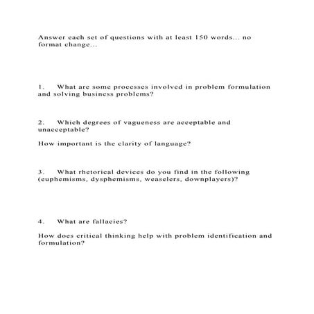 Answer each set of questions with at least 150 words... no format ch | PDF