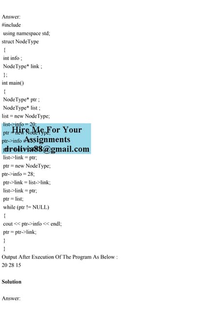 Answerinclude Iostream Using Namespace Stdstruct Nodetypepdf 3838