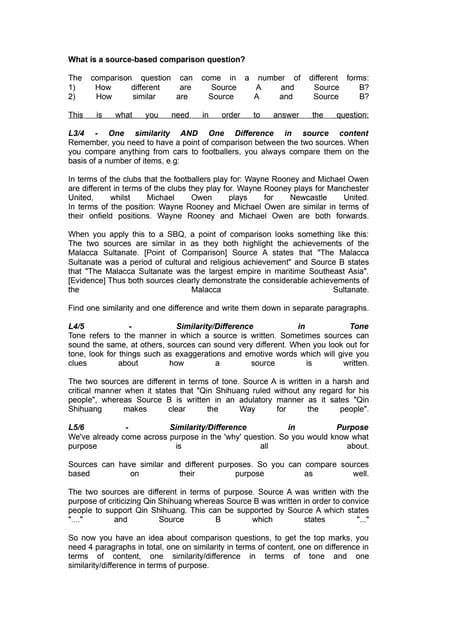 Sec 2 CA2 History SBQ Guide | DOC