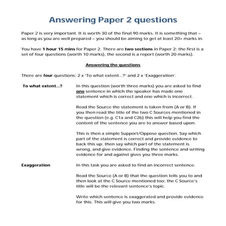 Answering paper 2 questions | PDF