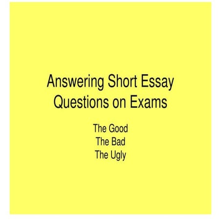 Answering Short Essay Questions On Exams | PPT