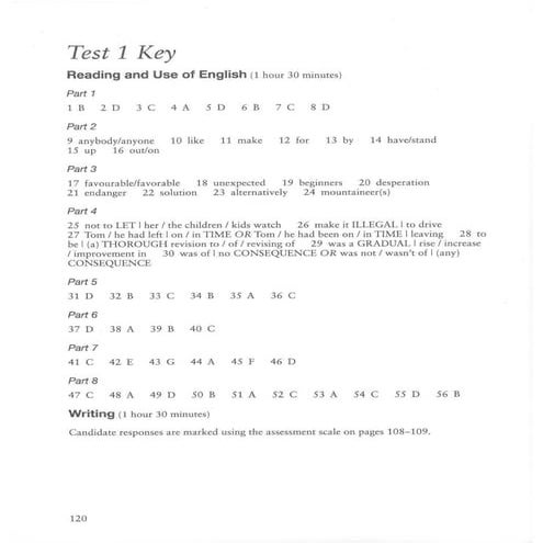Answer key cae paper 1 | PDF