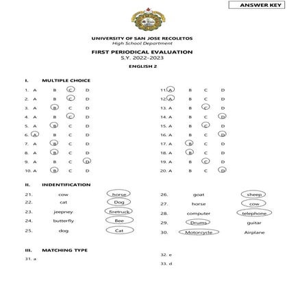 Answer key english 2 | DOCX