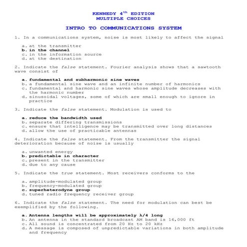 Answer Keys for Electronics Communication Systems by George Kennedy.pdf ...