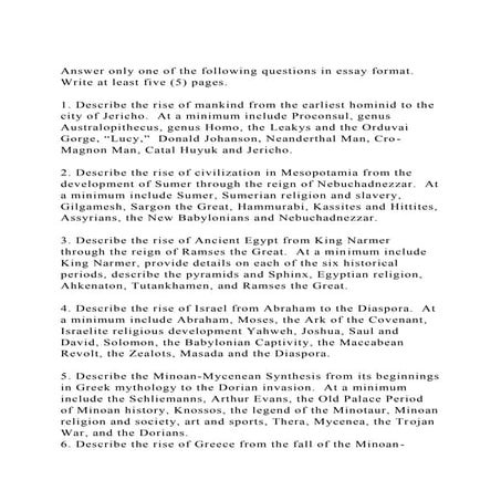 Answer only one of the following questions in essay format. Write.docx