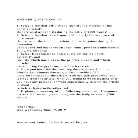 ANSWER QUESTIONS 1-5 1. Select a familiar activity and identif.docx ...